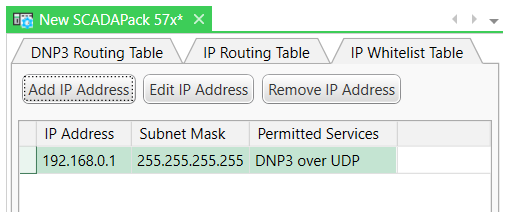 SCADAPack x70 Driver Guide - Add and Configure the Entries in an IP Whitelist Table (Configure ...